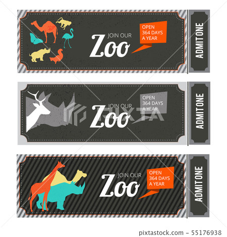 Design template of zoo tickets with different... - Stock Illustration ...