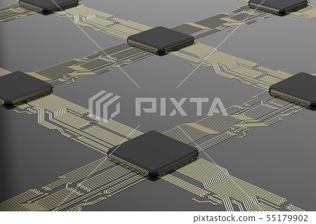 cpu chips on black circuit board - Stock Illustration [55179902] - PIXTA
