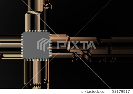 cpu chips on black circuit board - Stock Illustration [55179917] - PIXTA