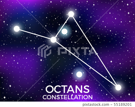 Octans constellation. Starry night sky. Cluster - Stock Illustration ...