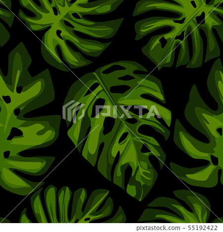 Exotic Tropical monstera leaves seamless pattern. - Stock Illustration ...