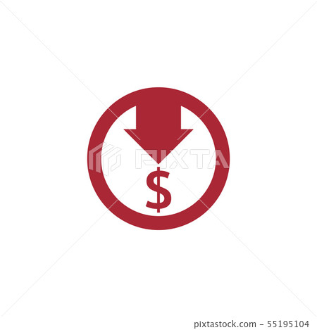dollar decrease icon. Money symbol with arrow - Stock Illustration ...