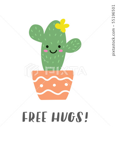 Free hugs cactus card - Stock Illustration [55196501] - PIXTA