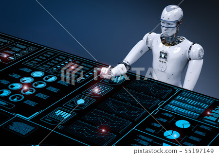 robot working with digital display - Stock Illustration [55197149] - PIXTA