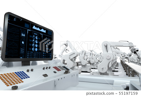 control panel screen with robotic arms - Stock Illustration [55197159 ...
