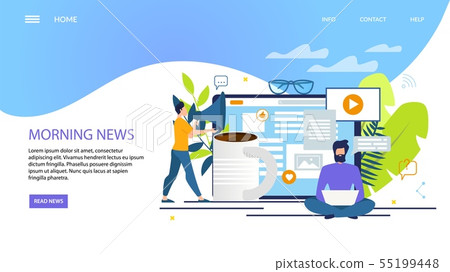 Advertising Poster Morning News Lettering Flat. - Stock Illustration ...