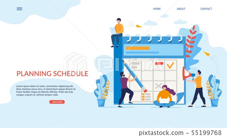 Bright Poster Planning Schedule Lettering Flat. - Stock Illustration ...