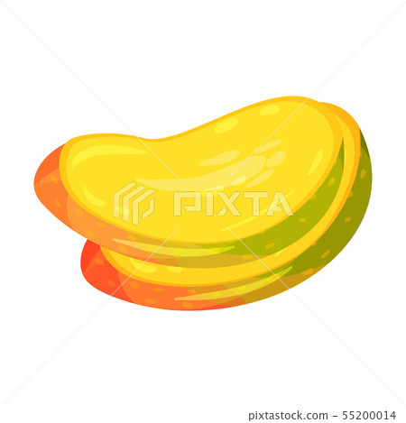 Two mango slices. Vector illustration on white... - Stock Illustration ...