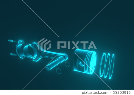 3D rendering. Engine piston with piston rings.-插圖素材 [55203915] - PIXTA圖庫