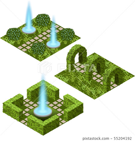 Garden isometric set to create garden landscape-插圖素材 [55204192] - PIXTA圖庫