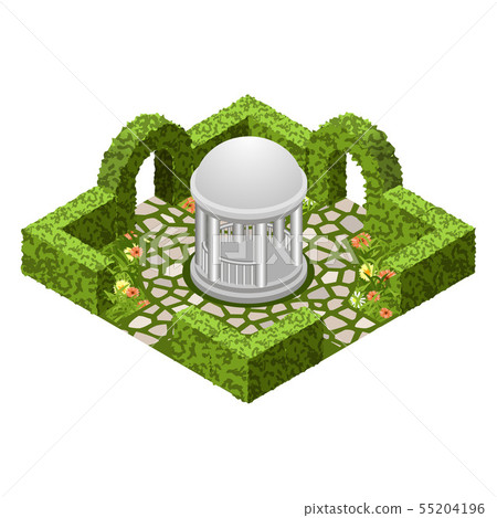 Isometric garden landscape scene - Stock Illustration [55204196] - PIXTA