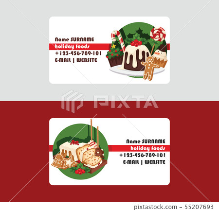 Christmas food chef business card and desserts... - Stock Illustration ...