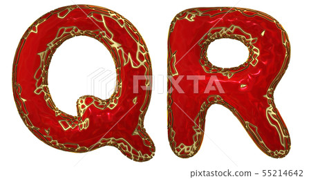 Realistic 3D letters set Q, R made of gold... - Stock Illustration ...