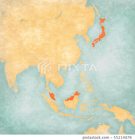 Map of East Asia - Japan and Malaysia-插圖素材 [55214876] - PIXTA圖庫