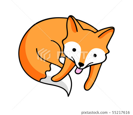 Cute little kawaii fox. Cartoon character. - Stock Illustration ...