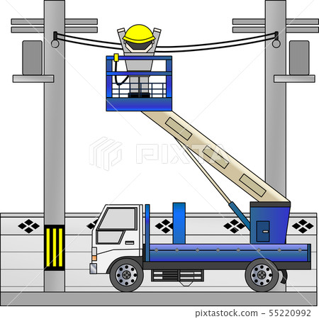 High place work vehicle (during high place work) - Stock Illustration ...