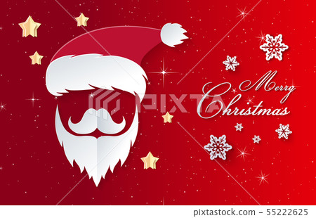 Christmas Red background Santa Claus paper cut - Stock Illustration ...