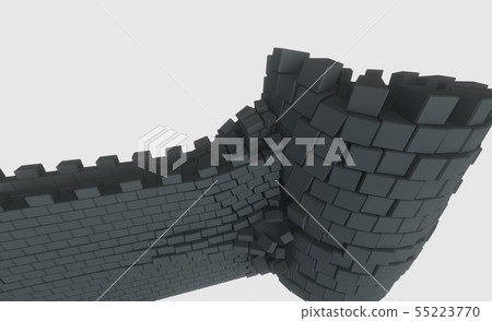 3D model of an ancient castle destroyed-插圖素材 [55223770] - PIXTA圖庫