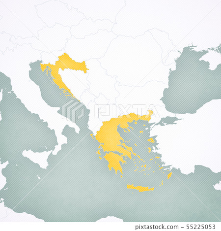 Map of Balkans - Greece and Croatia - Stock Illustration [55225053] - PIXTA