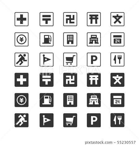 Map Access Icon Set - Stock Illustration [55230557] - PIXTA