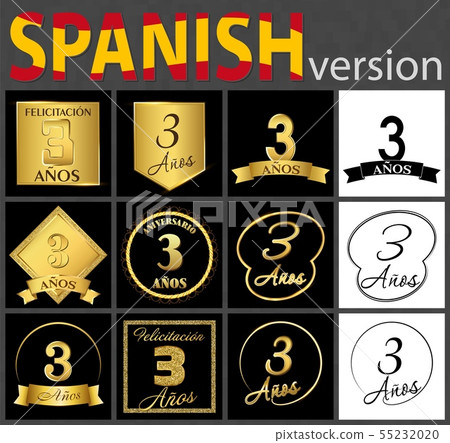 Spanish set of number 3 templates - Stock Illustration [55232020] - PIXTA