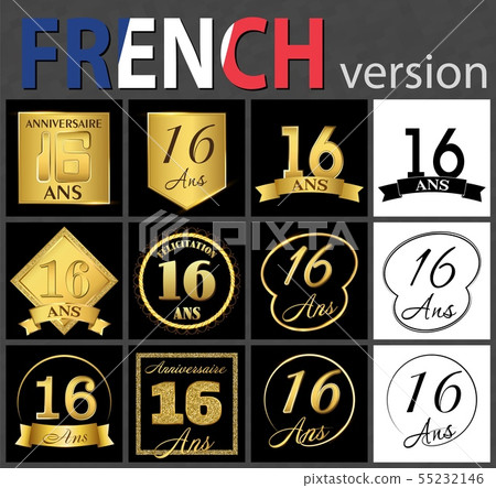 French set of number 16 templates - Stock Illustration [55232146] - PIXTA