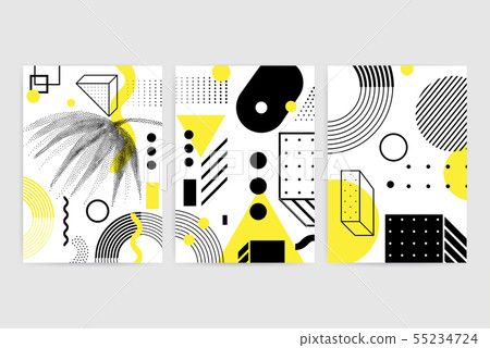 Posters set with bright bold geometric elements - Stock Illustration ...