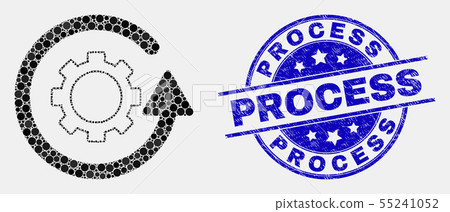 Vector Pixel Gear Rotation Icon and Distress...-插圖素材 [55241052] - PIXTA圖庫