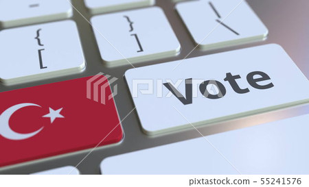 VOTE text and flag of Turkey on the buttons on... - Stock Illustration ...