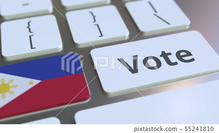 VOTE text and flag of Philippines on the... - Stock Illustration ...