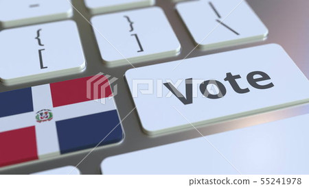 VOTE text and flag of the Dominican Republic on... - Stock Illustration ...