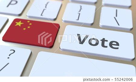 VOTE text and flag of China on the buttons on... - Stock Illustration ...