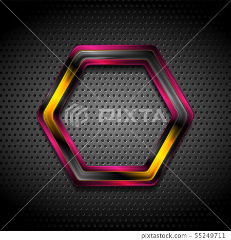 Colorful glossy hi-tech geometric hexagon on - Stock Illustration ...
