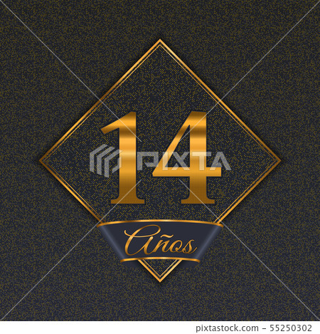 Spanish golden number 14 templates - Stock Illustration [55250302] - PIXTA