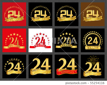 Set of number twenty-four (24 years) celebration - Stock Illustration ...