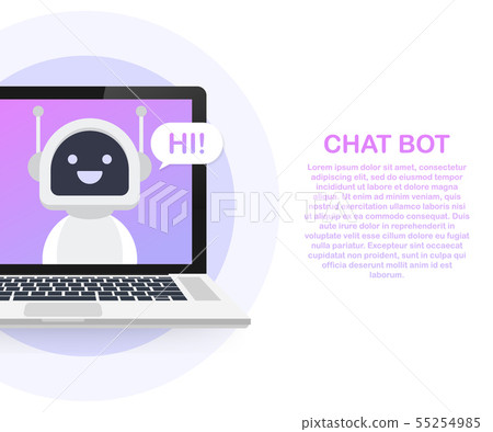 Chat Bot Using Laptop Computer, Robot Virtual - Stock Illustration ...