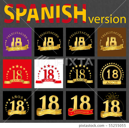 Spanish set of number eighteen (18 years) - Stock Illustration ...