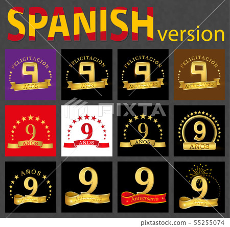Spanish set of number nine (9 years) - Stock Illustration [55255074 ...