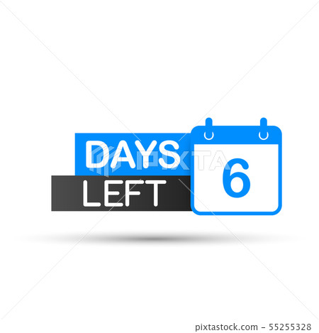 6 Days Left To Go. Flat icon on white background. - Stock Illustration ...