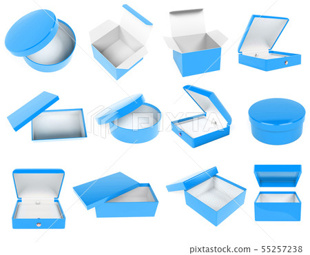 Blue boxes. Cartons, cases, packaging. 3d... - Stock Illustration ...