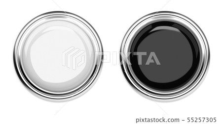 Black and white push buttons. Top view. 3d... - Stock Illustration ...