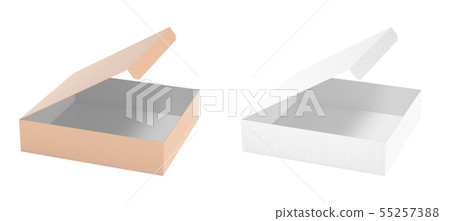 Flat paper box. Set of open cartons. 3d... - Stock Illustration ...