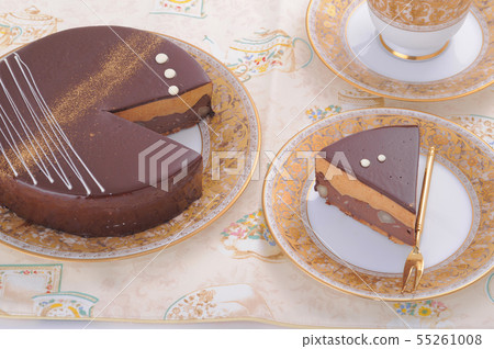 Chocolate cake tea time - Stock Photo [55261008] - PIXTA
