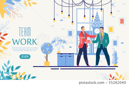 Team Work Online Startup Vector Website Template - Stock Illustration ...