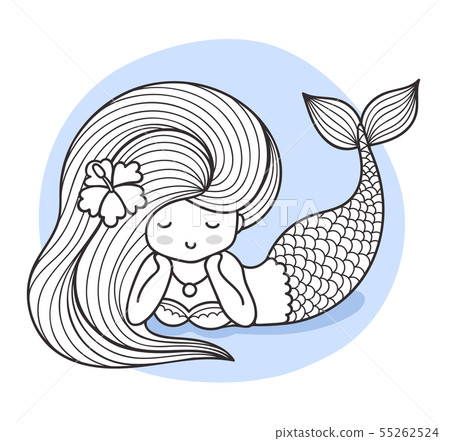 Beautiful lying mermaid. - Stock Illustration [55262524] - PIXTA