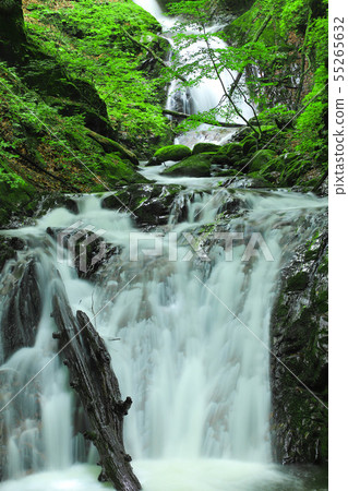 Ochiai Three Waterfalls Hikawa Valley Ryumon Gorge - Stock Photo ...