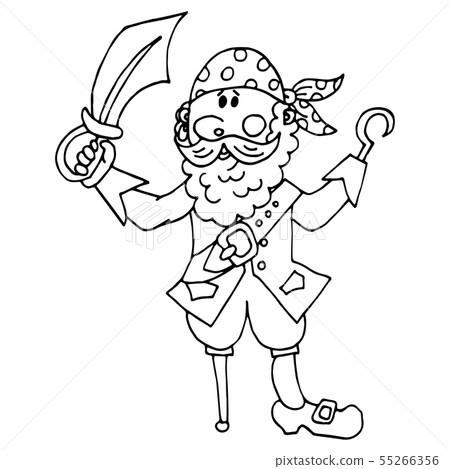 A cartoon sea red hair pirate with a knife and a - Stock Illustration ...