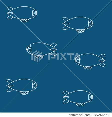 Seamless pattern of airship blimp in the blue sky. - Stock Illustration ...