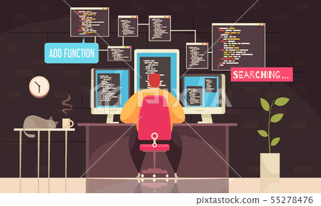 Programmer Work Background - Stock Illustration [55278476] - PIXTA