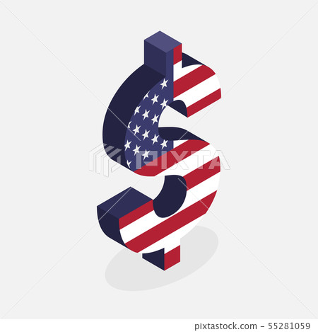 Dollar Currency Symbol with Flag of United States - Stock Illustration ...